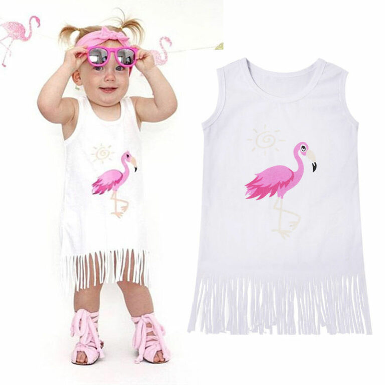 Robe d'été flamant rose pour enfant fille - Robe FLAMINGO